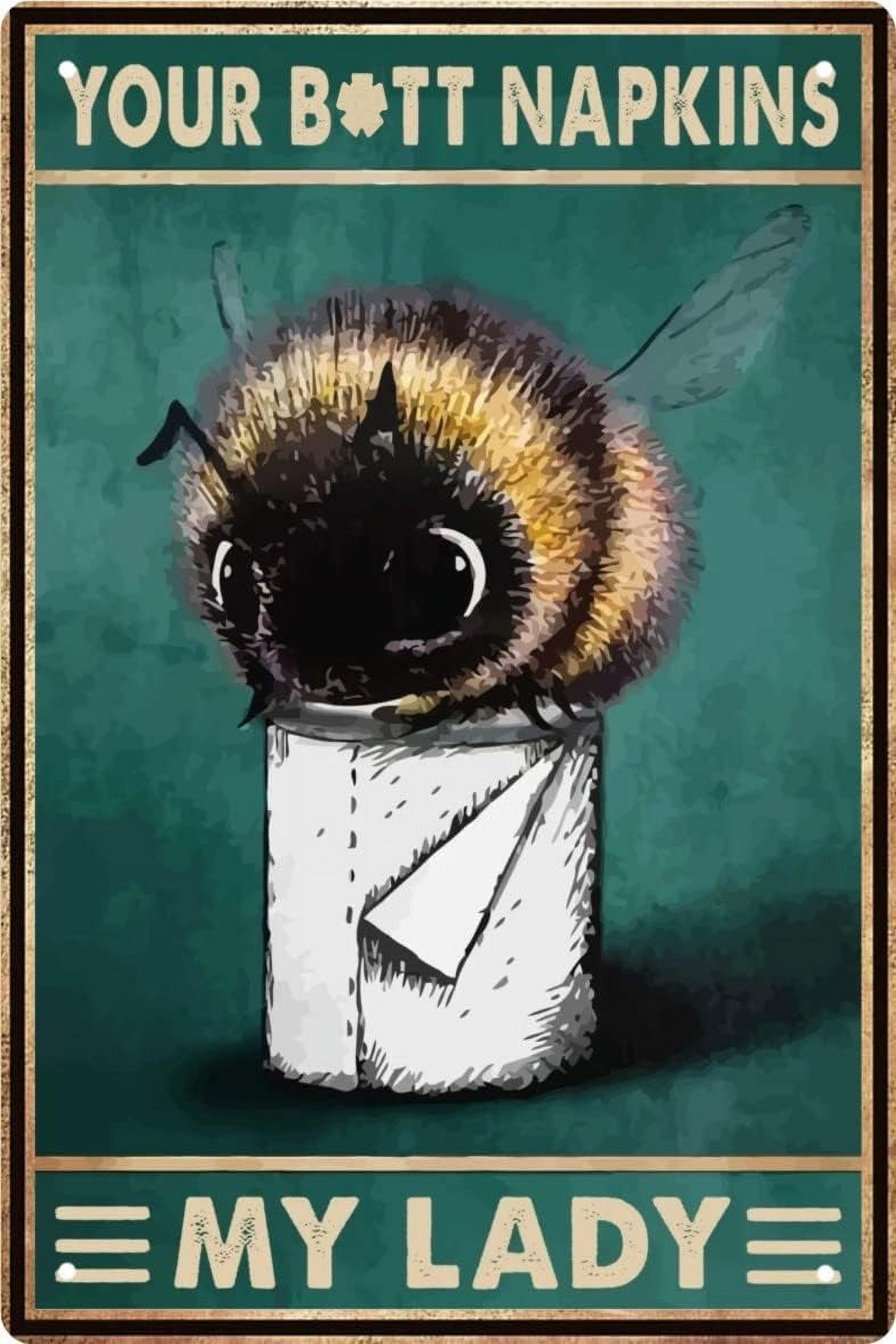 Funny Bee Bathroom Wall Art Decor Metal Tin Sign Retro Medieval Themed ...