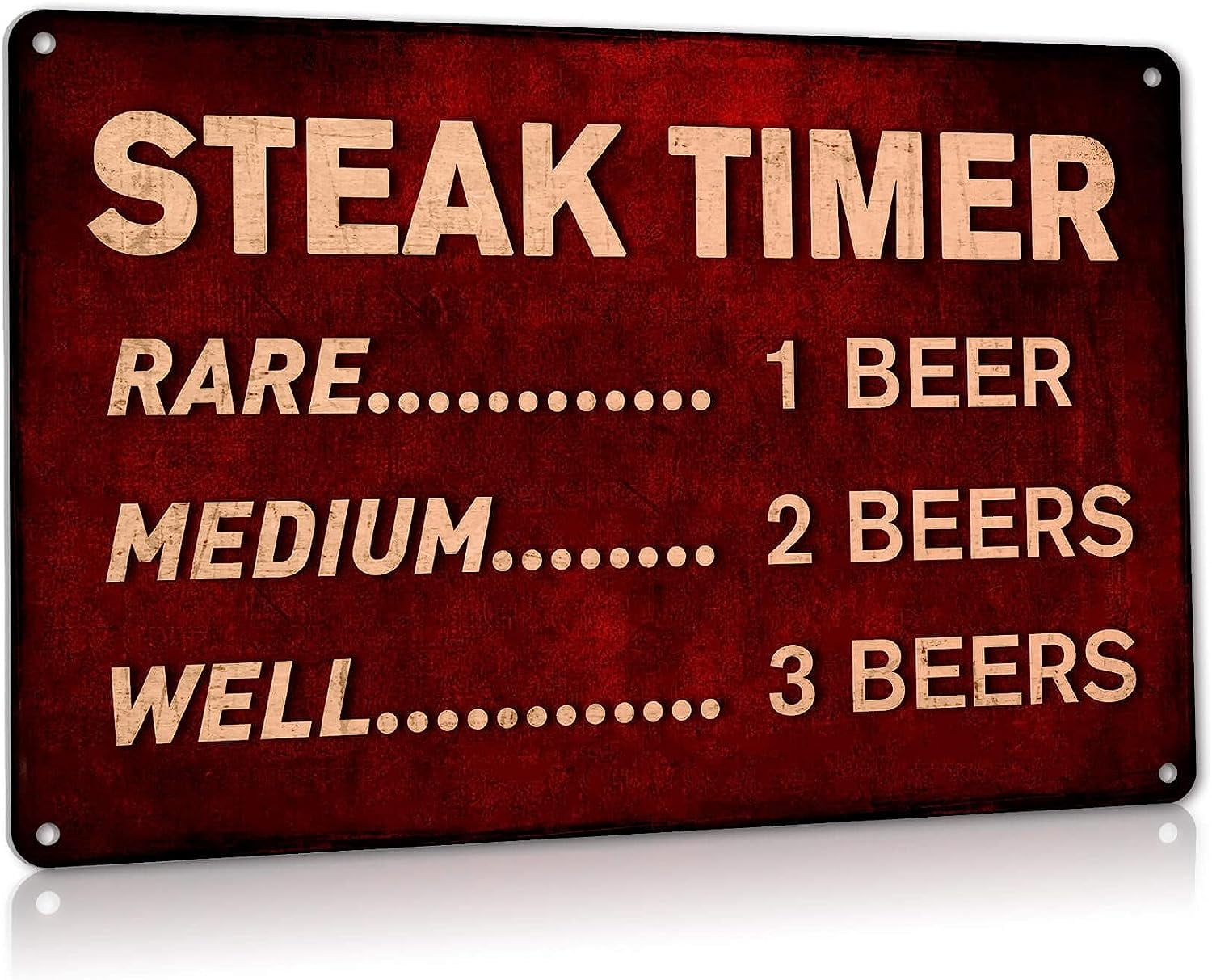 Funny Beer Sign Steak Timer - Metal BBQ Rules Sign, Outdoor Tin Signs ...