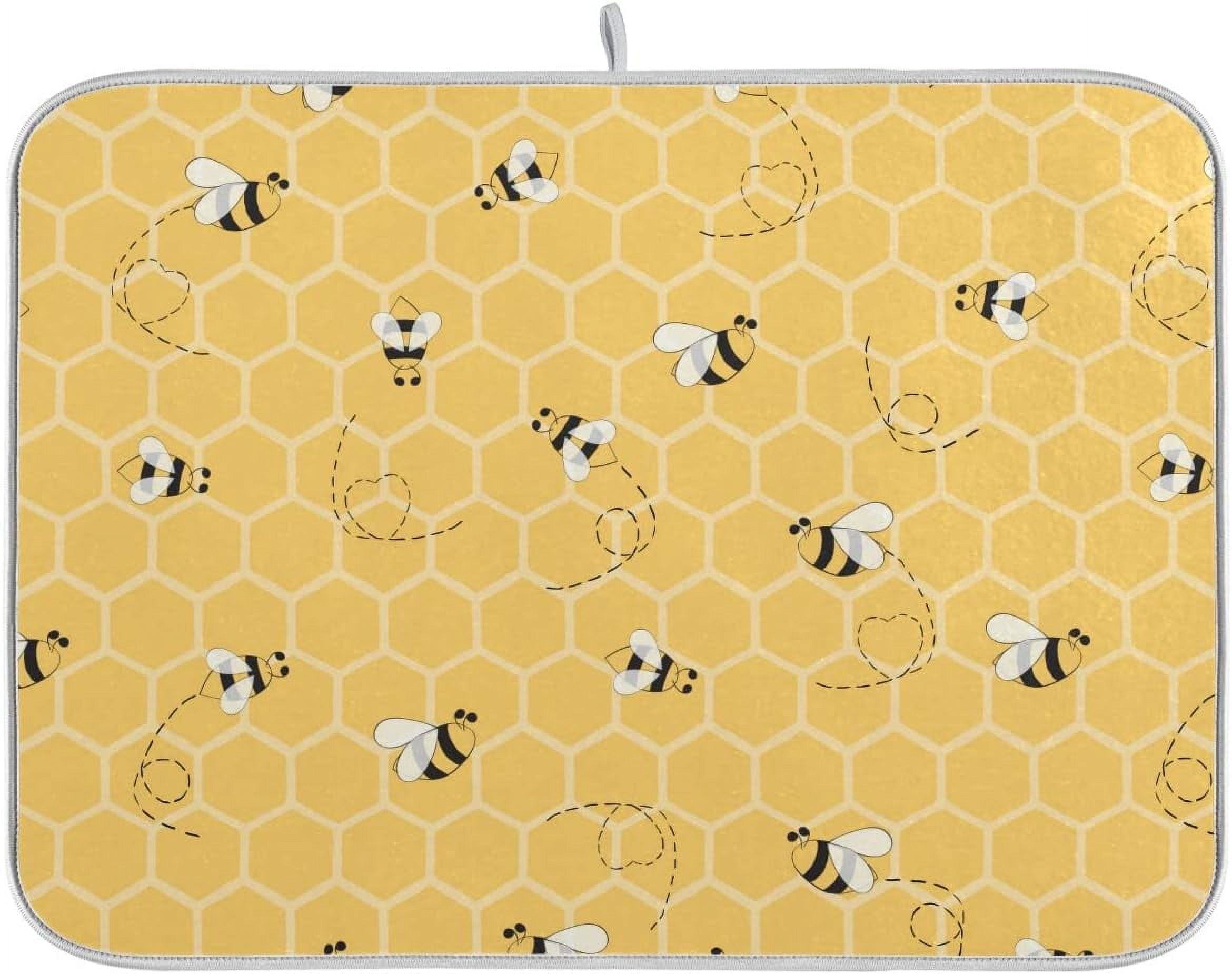 Funny Bees Honey Dish Drying Mat 18x24 for Kitchen Counter Yellow ...