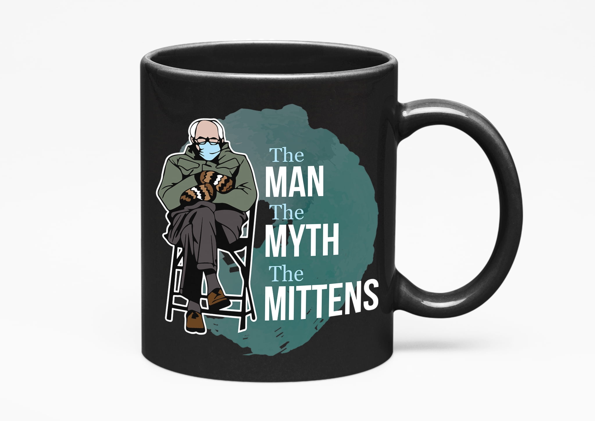 Funny Bernie, The Man, Myth, Mittens Inauguration Meme, Black 11oz ...