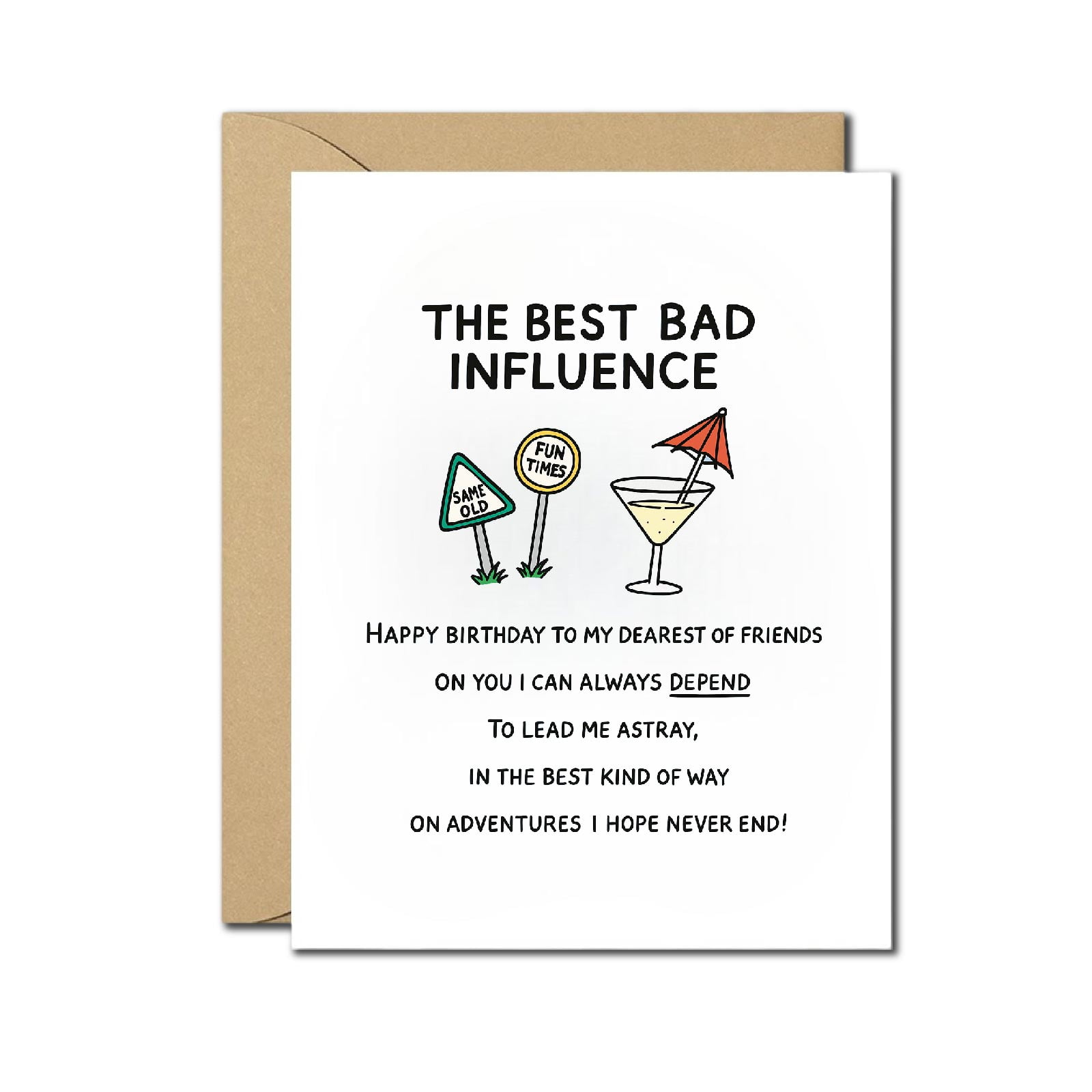 Funny “Best Bad Influence” Birthday Card – Humorous Friendship Card for ...