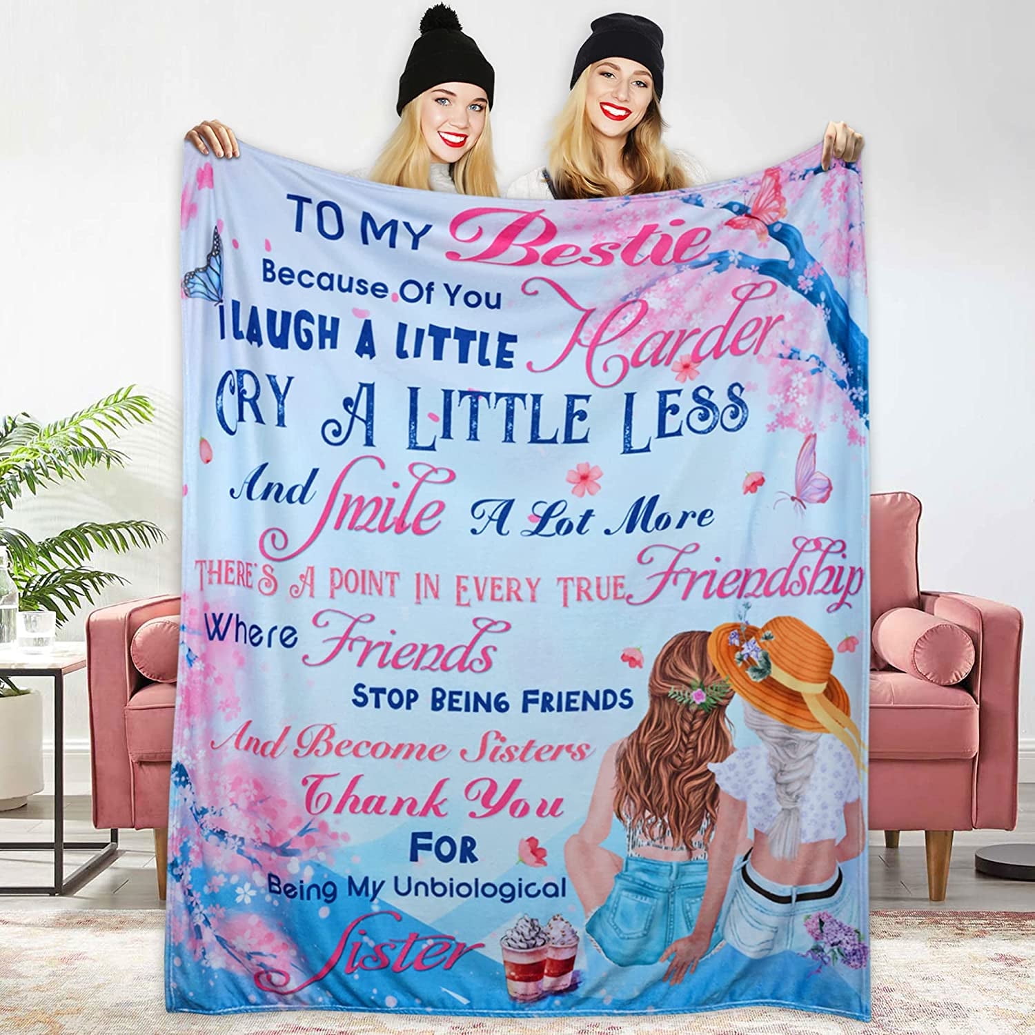 Funny Best Friend Throw Blanket 50" x 60"- Ultra Soft Sister Blankets ...