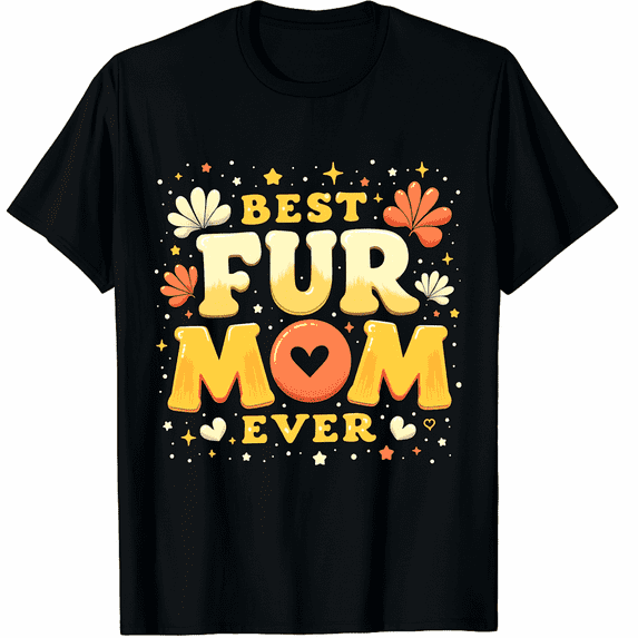 Funny Best Fur Mom Ever Vintage Retro Dog and Cat Owner Love Graphic ...