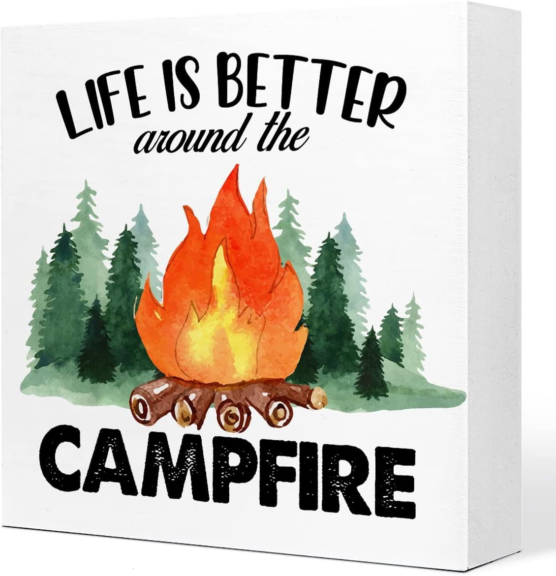 Funny Better Around The Campfire Camping Wood Plaque Sign Desk Decor ...