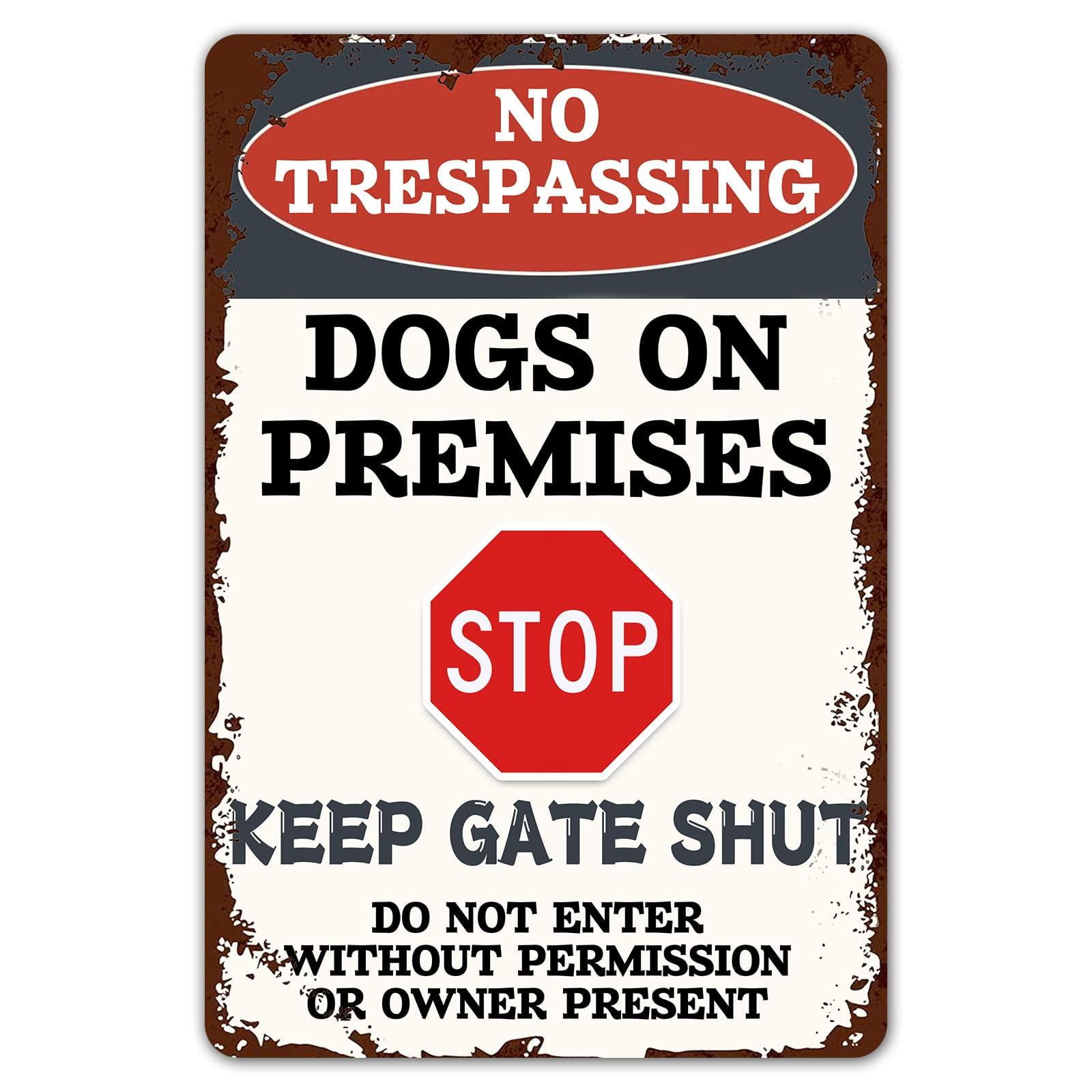 Funny Beware Of Dog Sign Warning Do Not Enter Metal Signs No ...