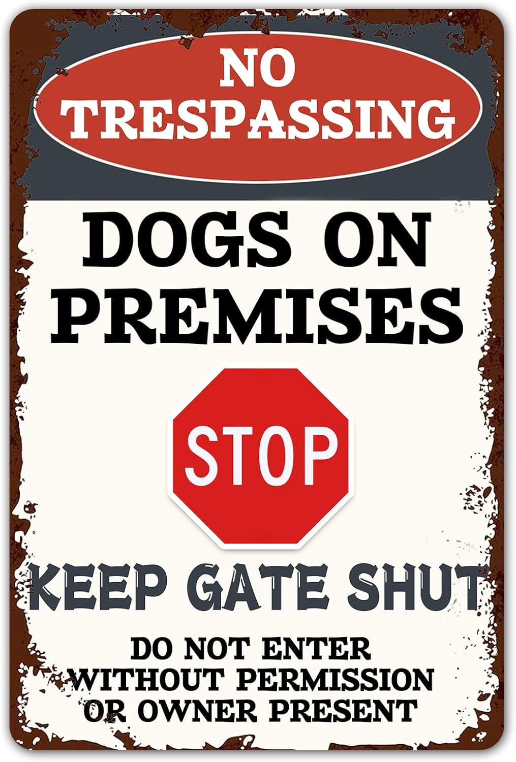 Funny Beware Of Dog Sign Warning Do Not Enter Metal Signs No ...