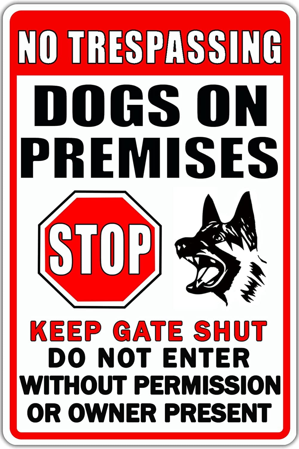 Funny Beware Of Dog Sign Warning Do Not Enter Metal Signs No ...