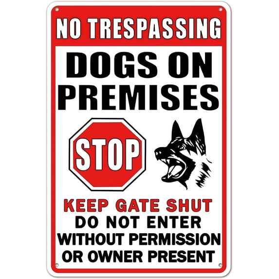 Funny Beware Of Dog Sign Warning，No Trespassing Dog On Premises Keep ...