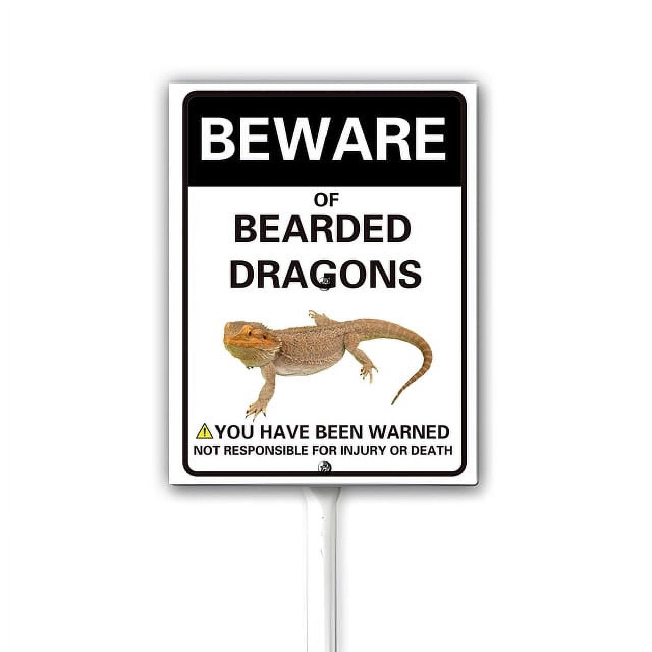 Funny Beware Of Bearded Dragon Warning Sign Aluminum Yard Sign With ...