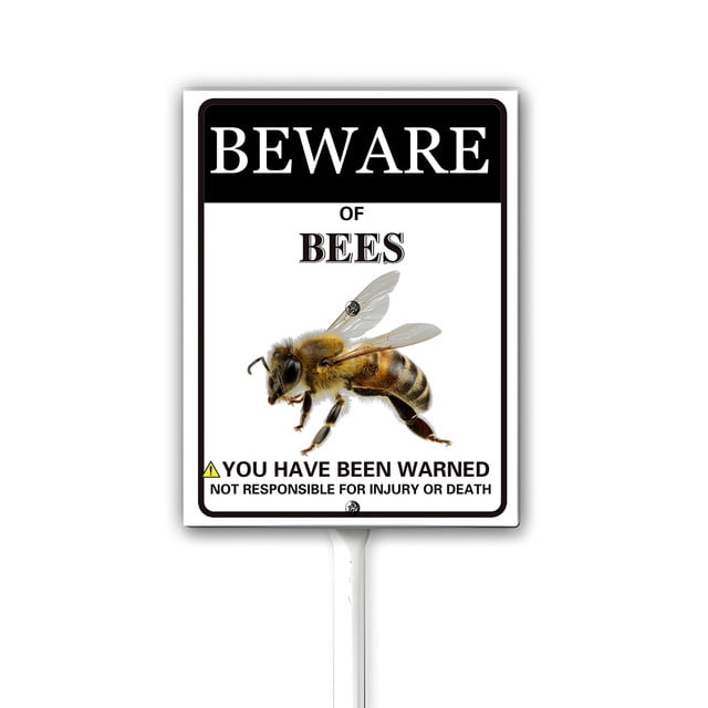 Funny Beware Of Bee Warning Sign Aluminum Yard Sign With Stake Lawn ...