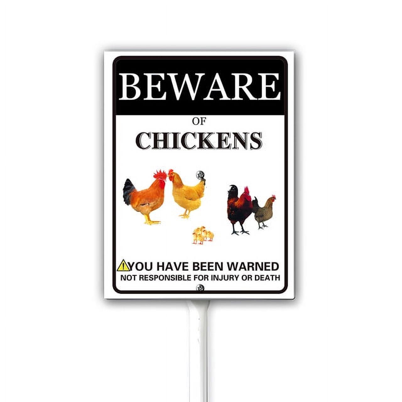 Funny Beware Of Chickens Warning Sign Aluminum Yard Sign With Stake ...