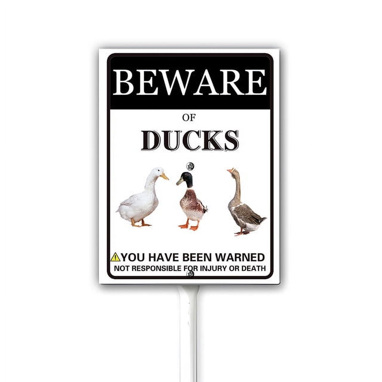 Funny Beware Of Duck Warning Sign Aluminum Yard Sign With Stake Lawn ...
