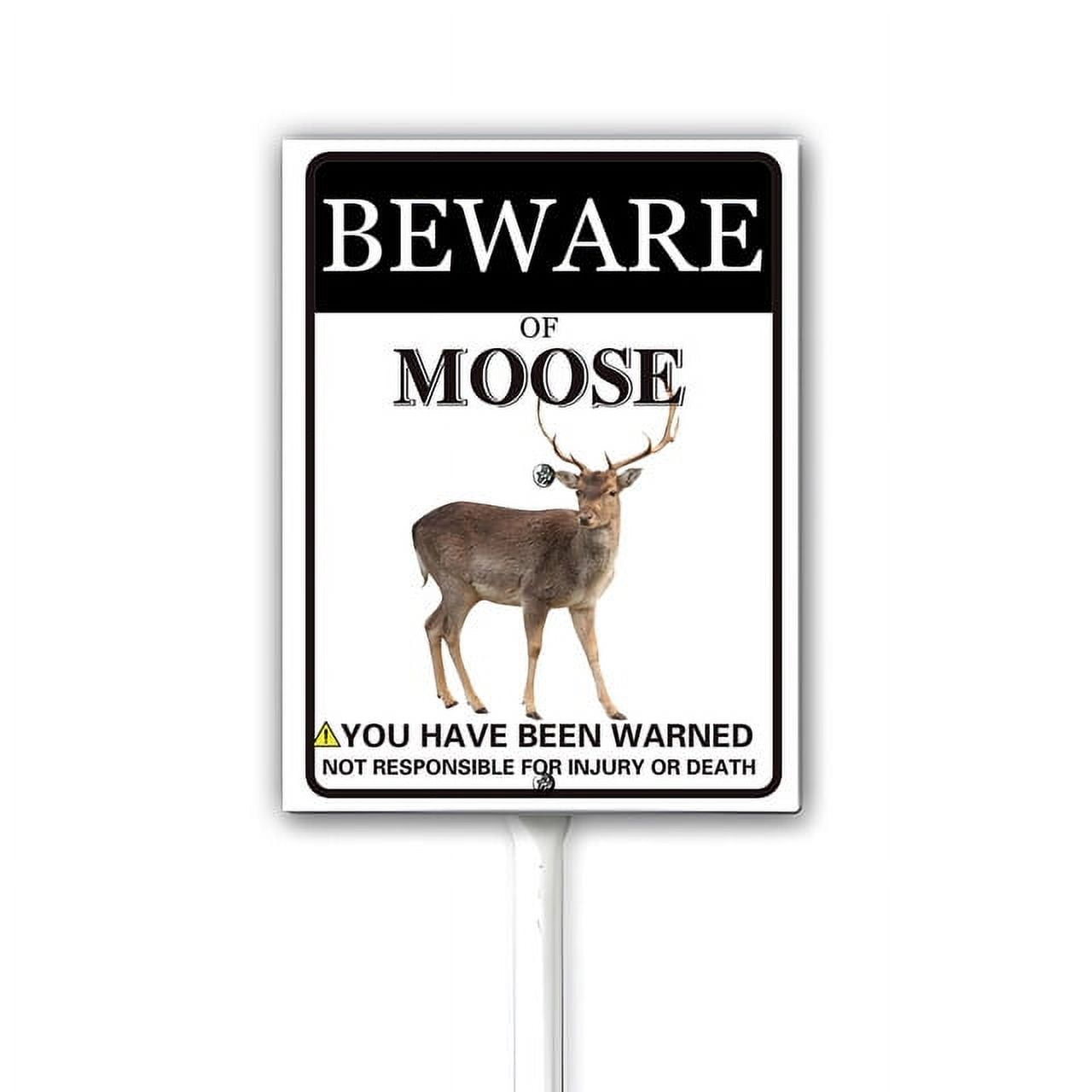 Funny Beware Of Moose Warning Sign Aluminum Yard Sign With Stake Lawn ...