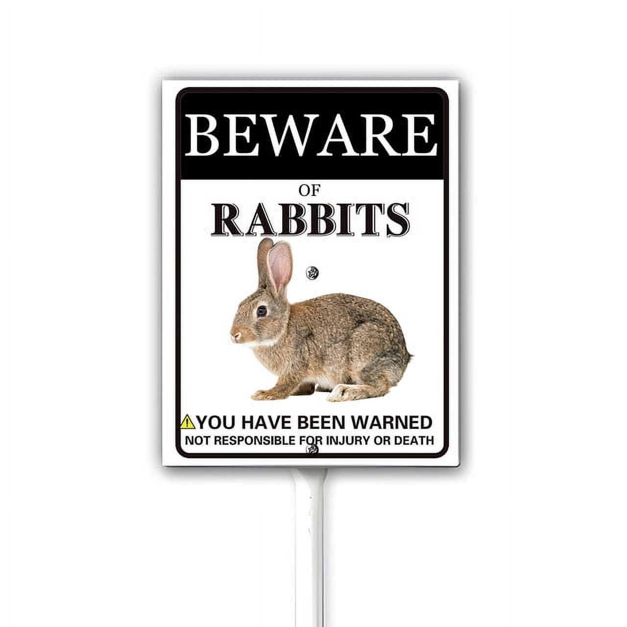 Funny Beware Of Rabbits Warning Sign Aluminum Yard Sign With Stake Lawn ...