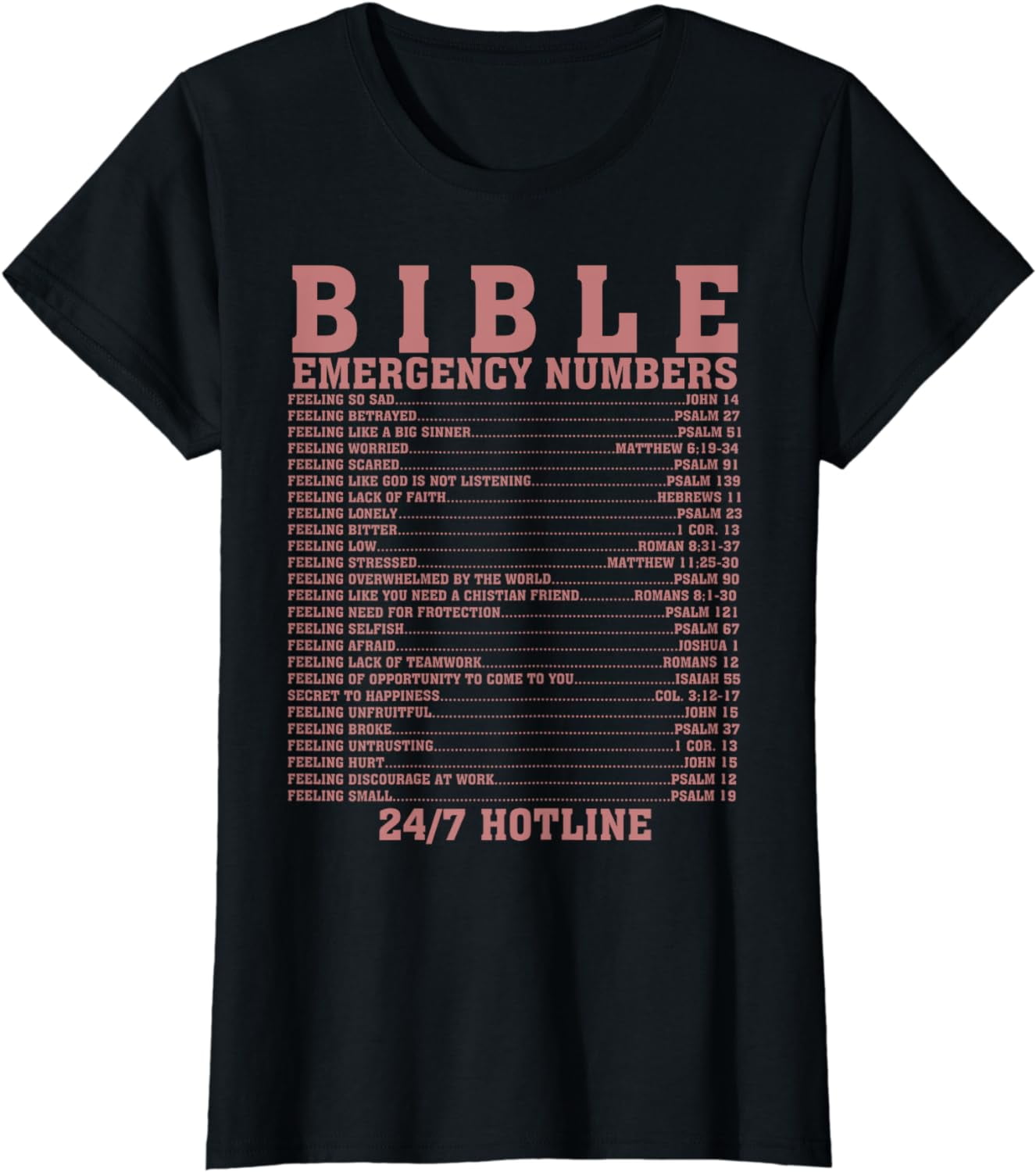 Funny Bible Emergency Numbers Gift Men Women Cool Christian T-Shirt ...