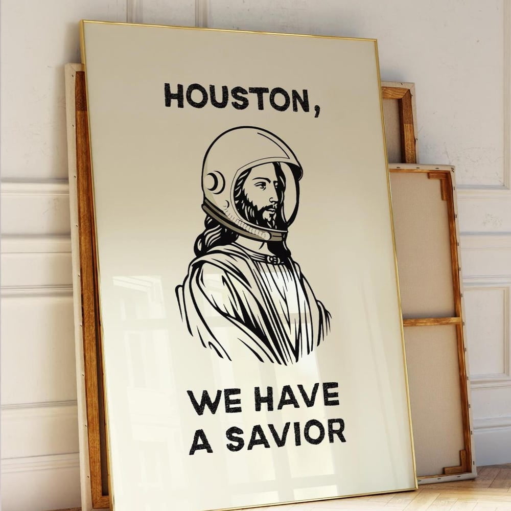 Funny Bible Print Retro Outer Space Poster Christian Humor Art ...