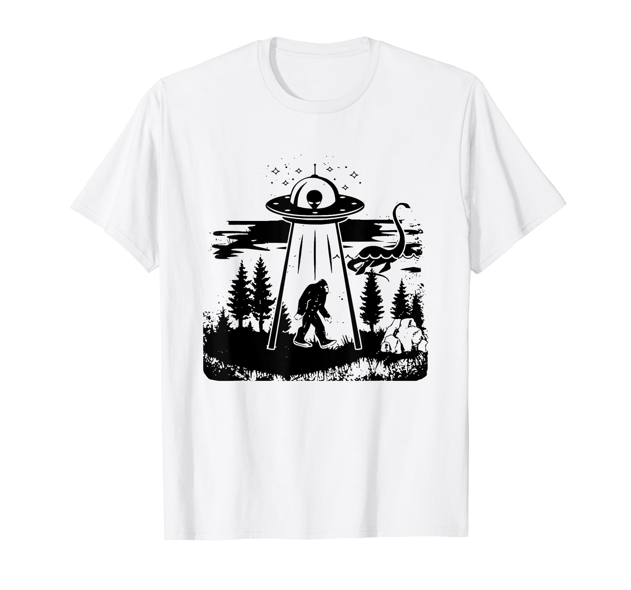 Funny Bigfoot Alien UFO Sasquatch Men Gifts White T-Shirt - Walmart.com