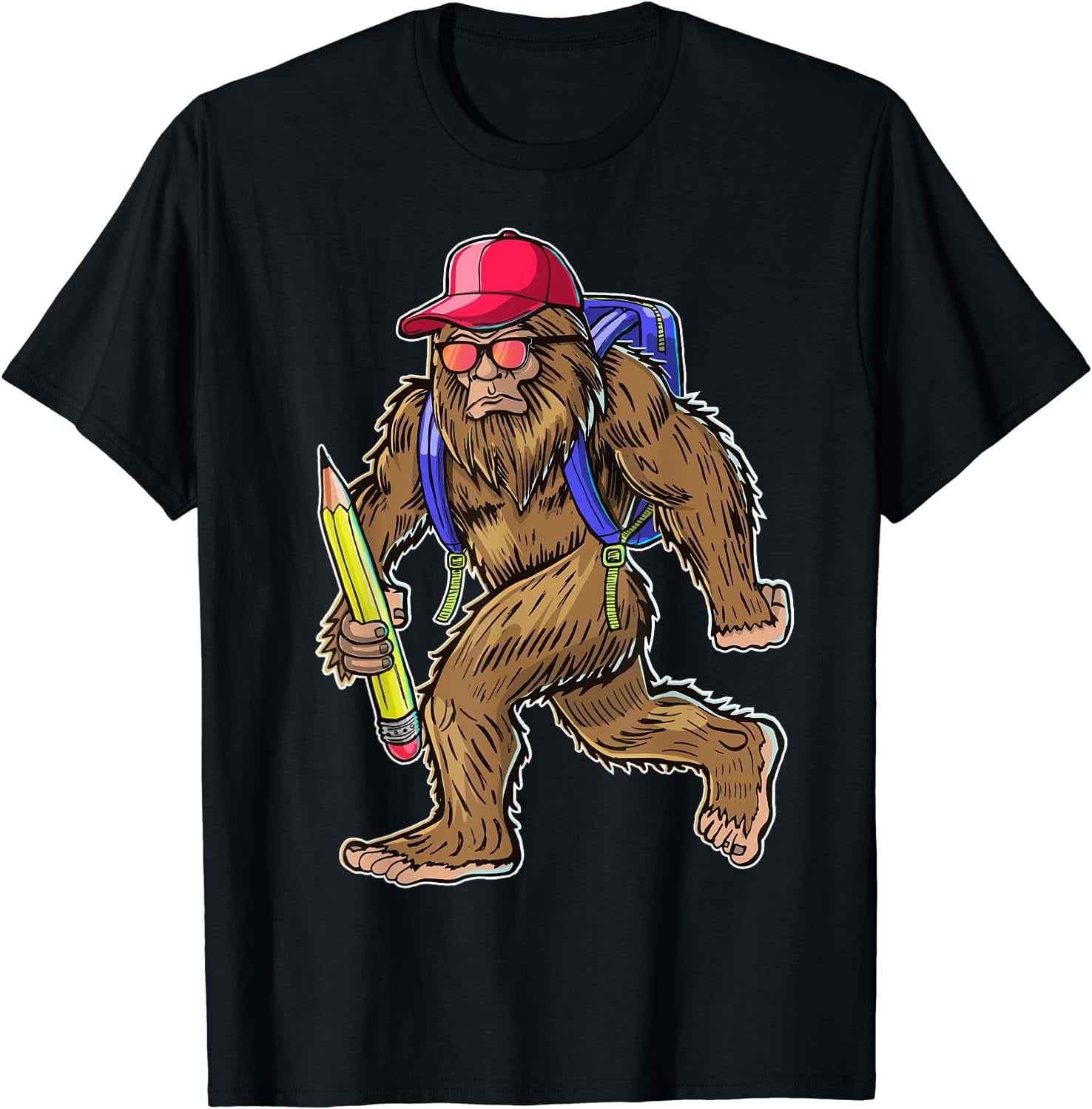 Funny Bigfoot Back to School Kid Bigfoot Backpack Boys T-Shirt Black 4X ...