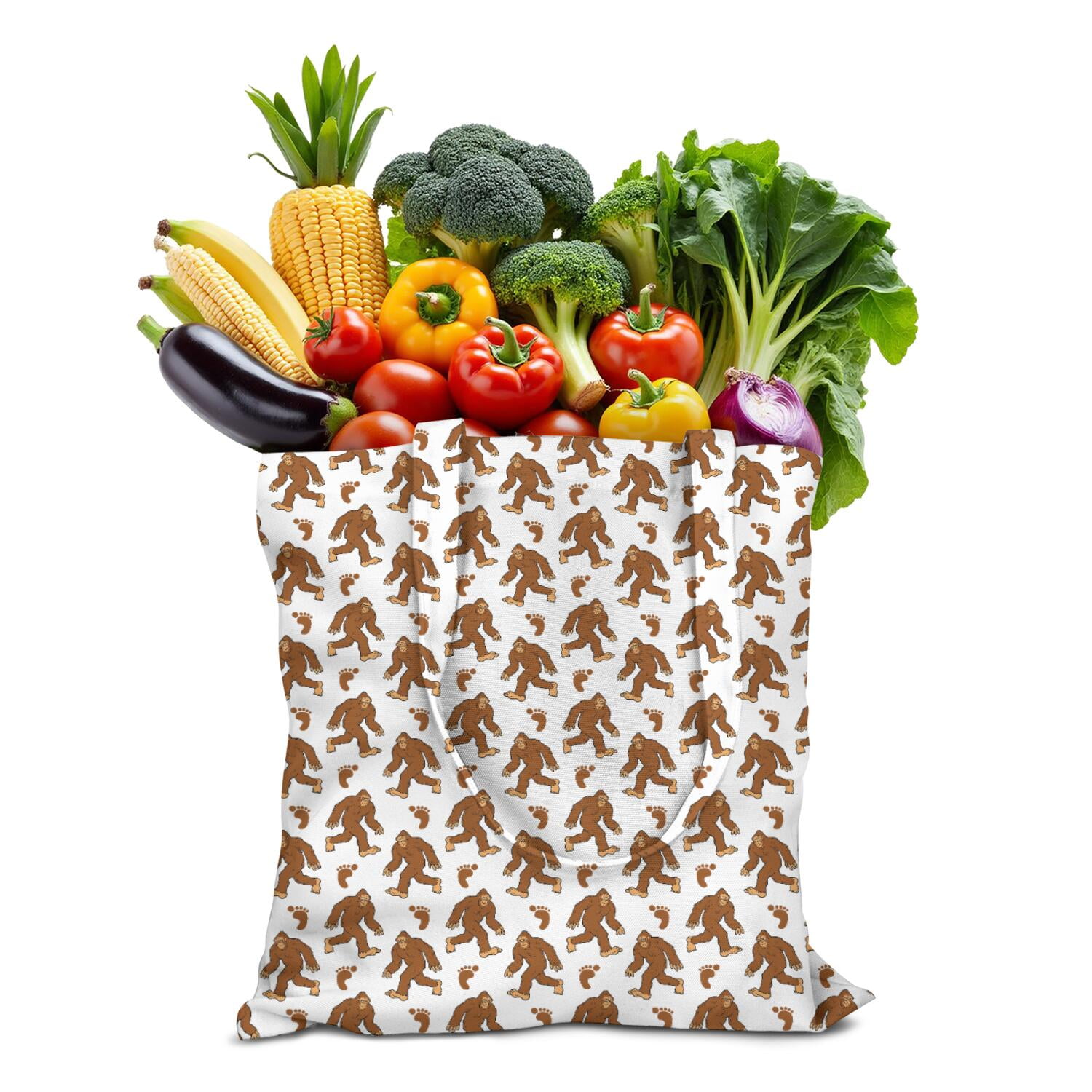 Funny Bigfoot Canvas Tote Bag – Retro Mountain & Forest Hiking Design ...