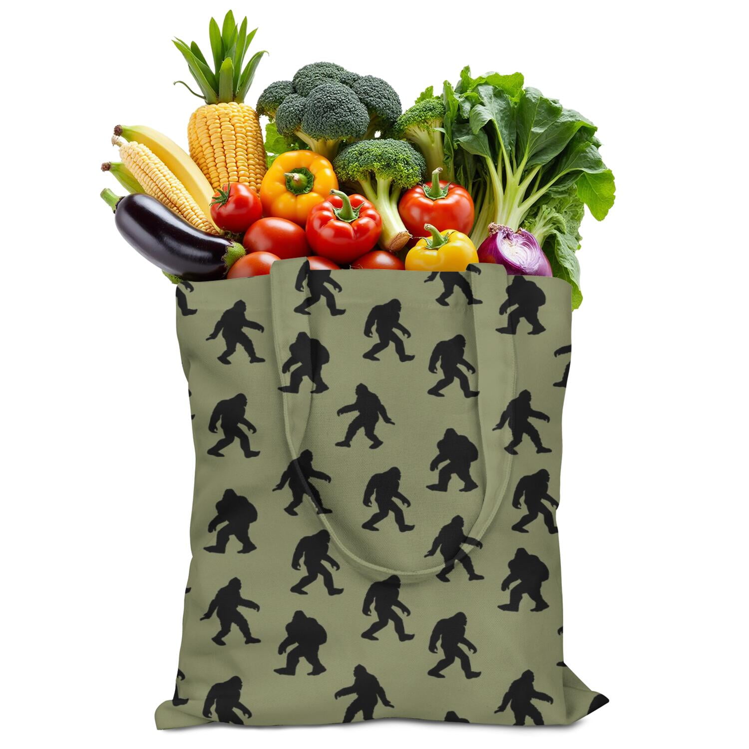 Funny Bigfoot Canvas Tote Bag – Retro Mountain & Forest Hiking Design ...
