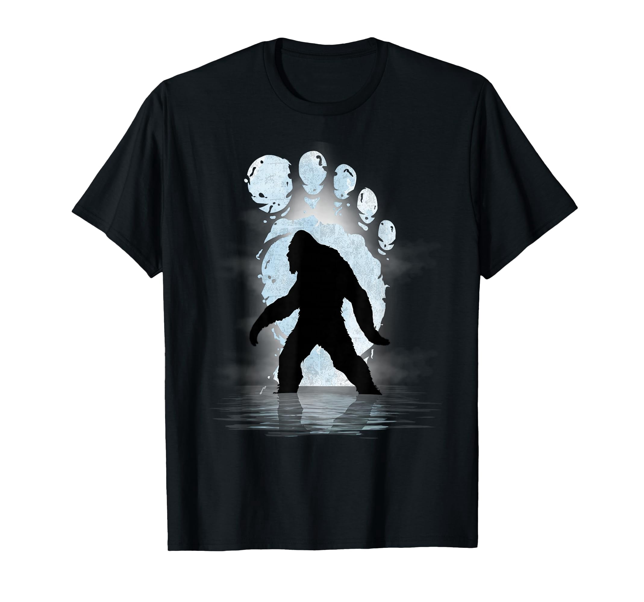 Funny Bigfoot Footprint Moon Light T-Shirt for Nature Lovers and ...
