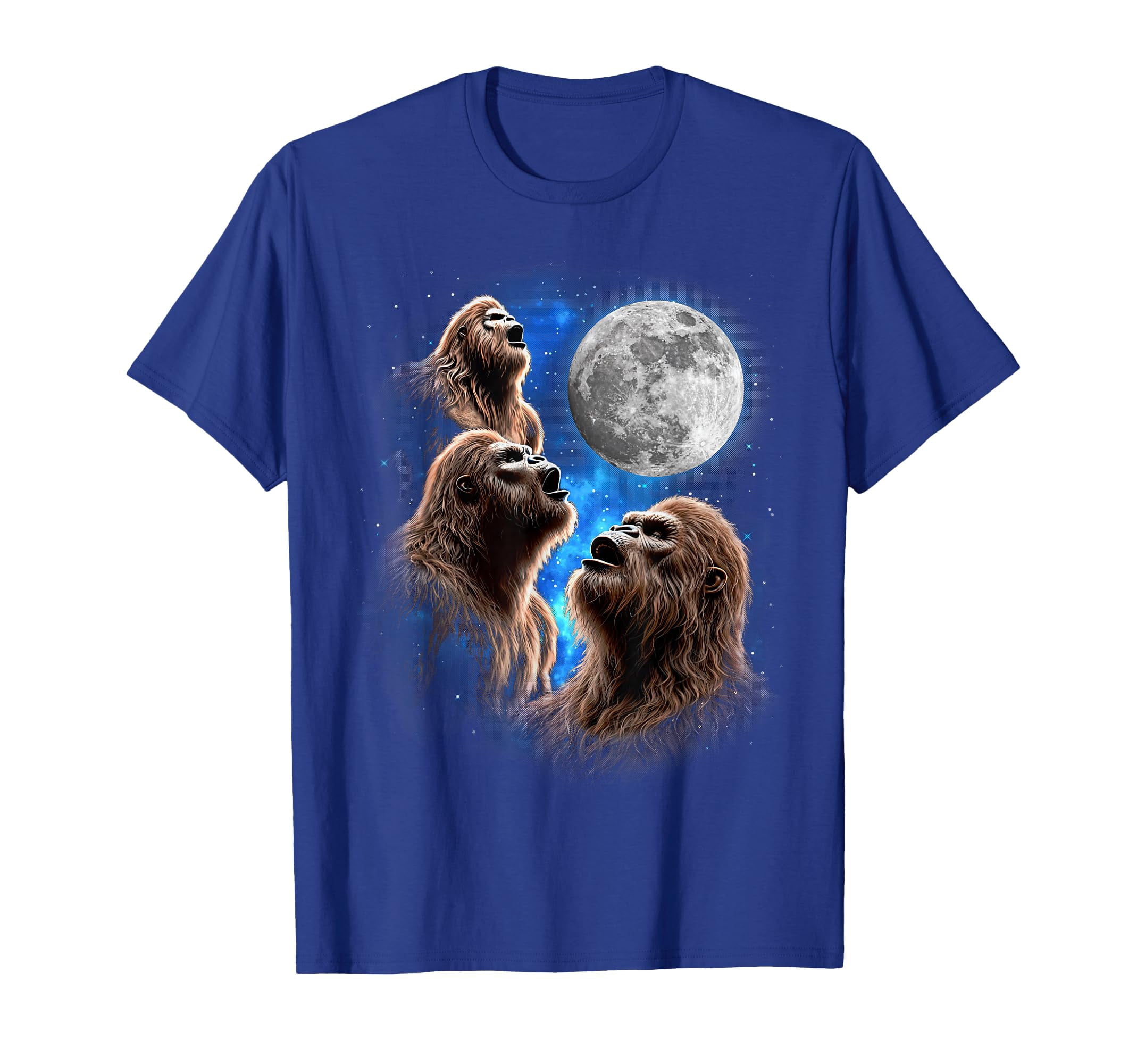 Funny Bigfoot Howling at Moon T-Shirt for Unique Space-Themed Style ...