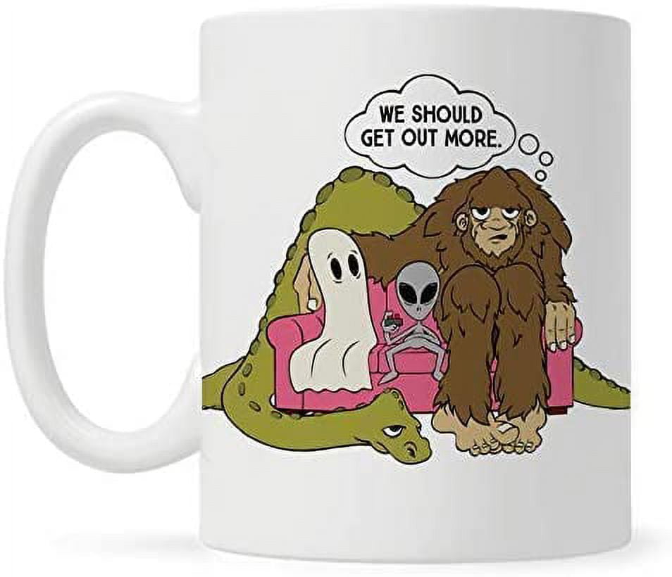 Funny Bigfoot Sasquatch Alien Ghost Nessie Loch Ness Monster Coffee Mug, Paranormal Cryptid ...