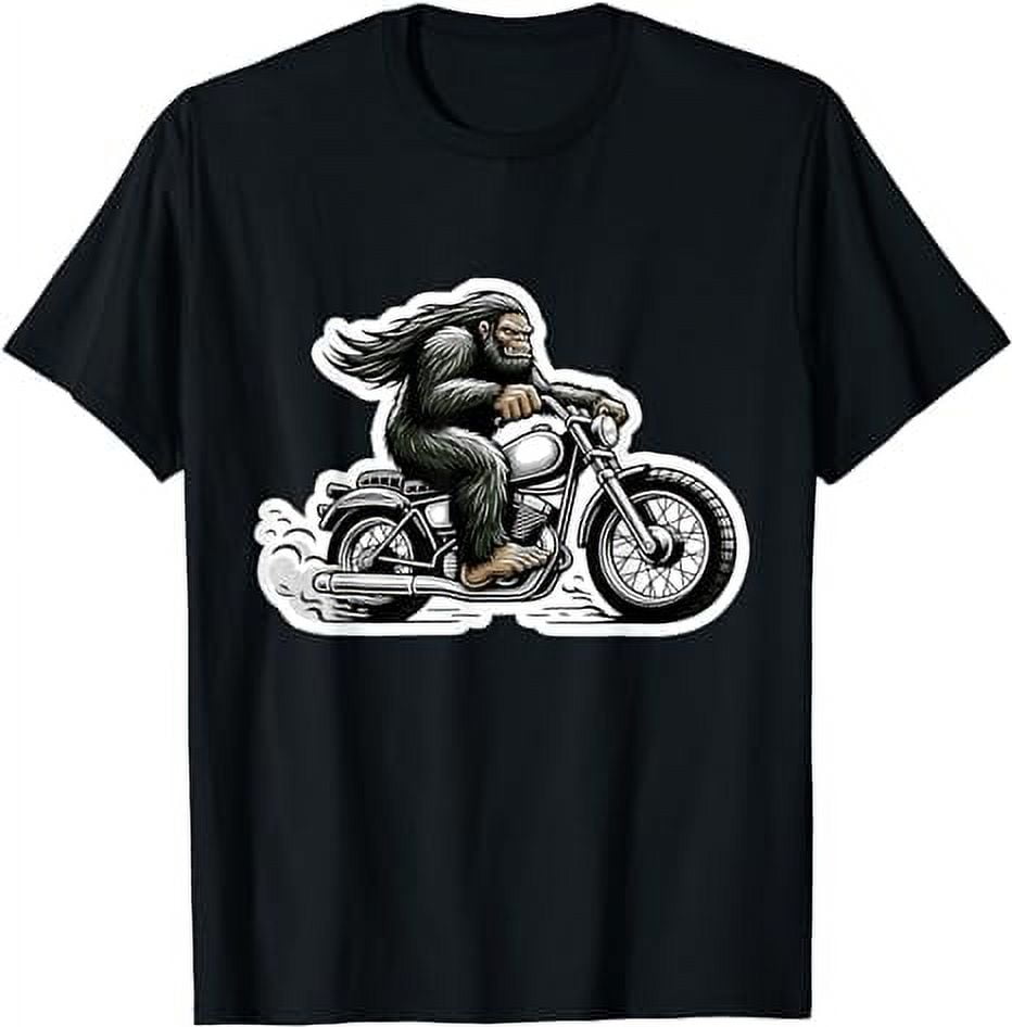 Funny Bigfoot Sasquatch Riding Motorcycle Bike Biker T-Shirt - Walmart.com