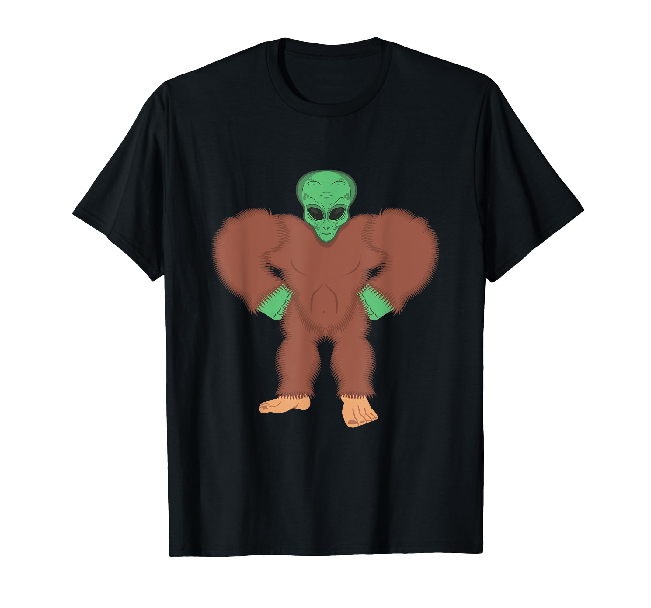 Funny Bigfoot Showing Muscles Green Alien Face Gift T-Shirt - Walmart.com