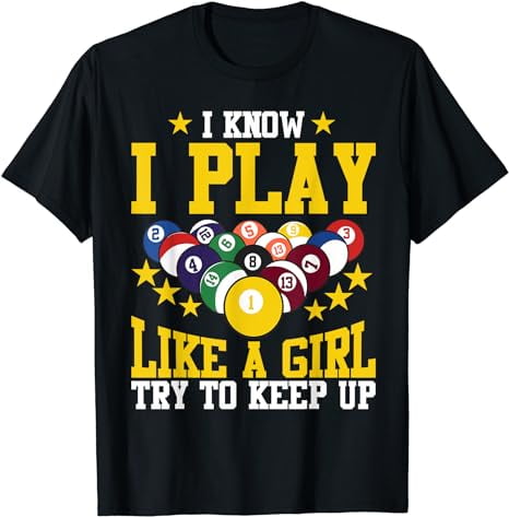 Funny Billiards Design For Girl Women Billiards Pool Player T-Shirt ...