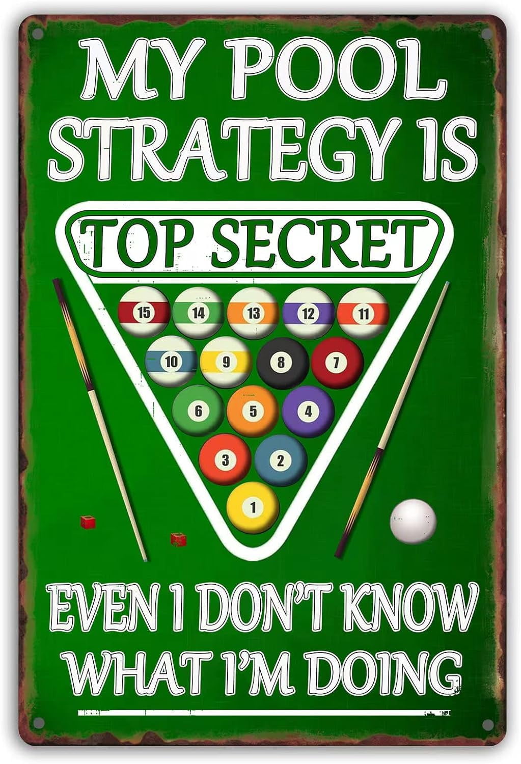 Funny Billiards Tin Sign Pool Table Accessories Pool Room Decor Playing ...