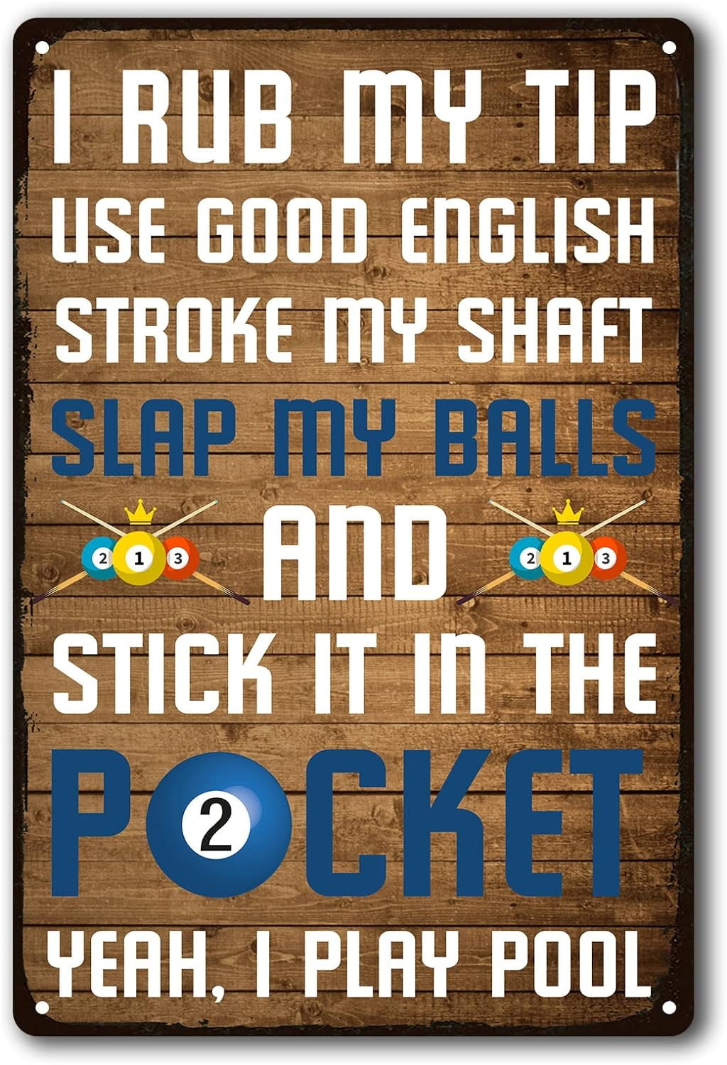 Funny Billiards Tin Sign Pool Table Accessories Pool Room Decor Playing ...