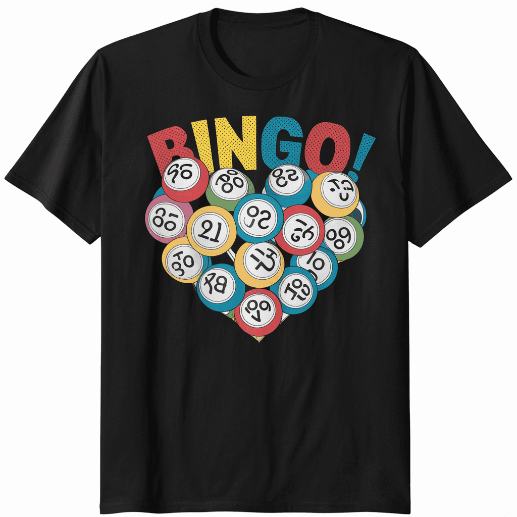 Funny Bingo Balls Heart Retro Game Lover Short Sleeve T-Shirt - Walmart.com