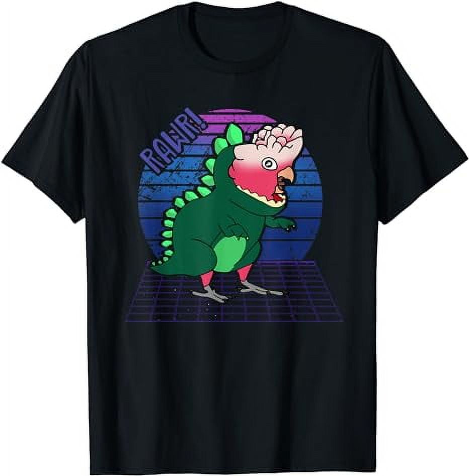 Funny Birb, Vaporwave Rose breasted Galah Cockatoo Dinosaur T-Shirt ...