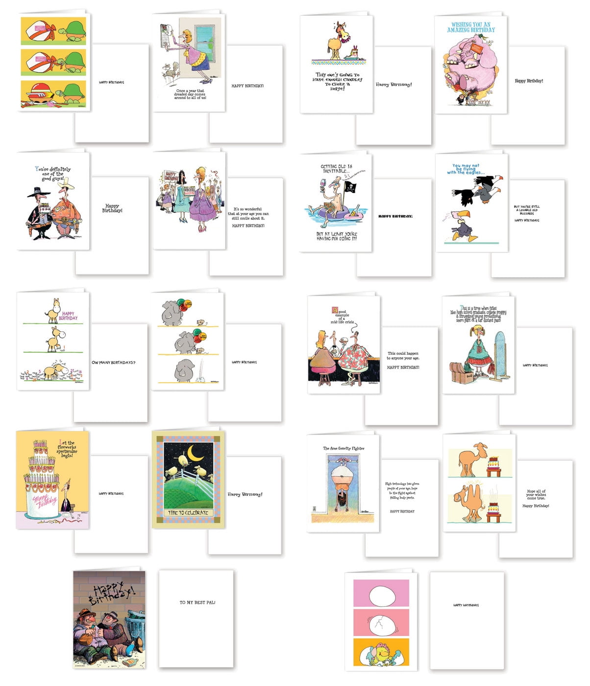 Funny Birthday Card Assorted Pack - 18 Cards & Envelopes - 5x7 Folded ...