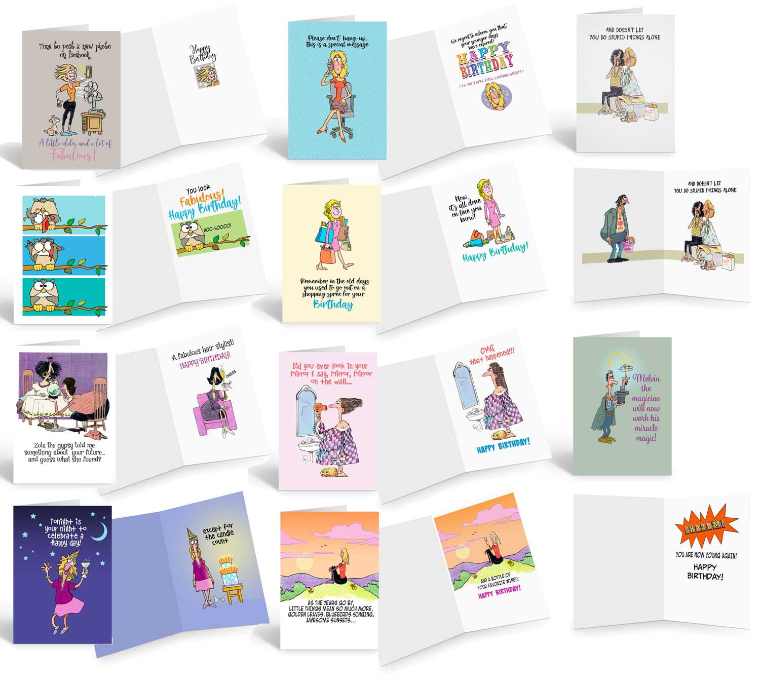 Stonehouse Collection Funny Birthday Card Assortment for Women, Glossy ...
