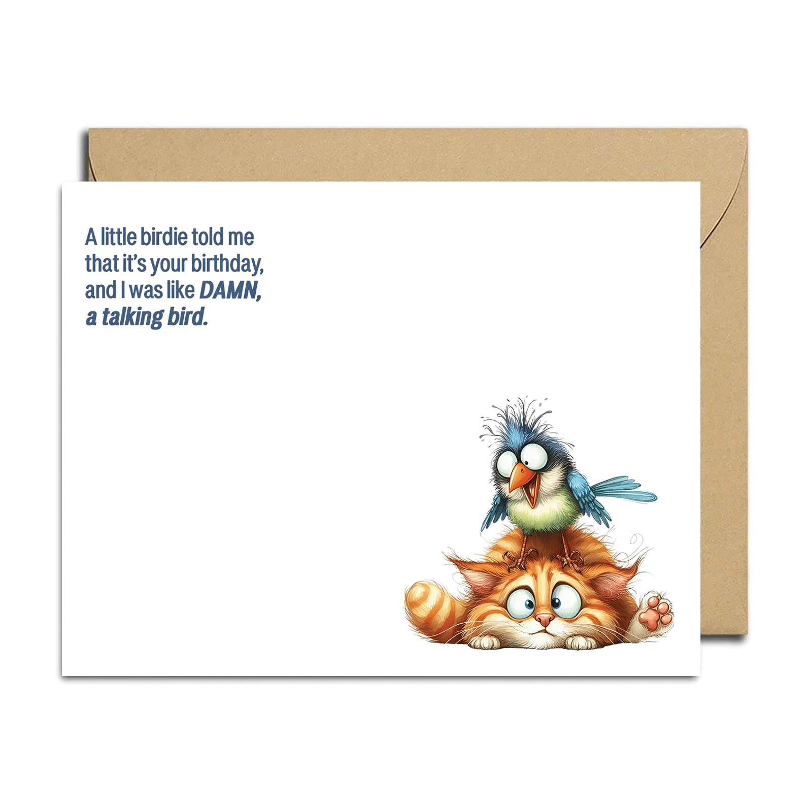 Funny Birthday Card for Cat Lovers - "A Little Birdie Told Me" Design ...