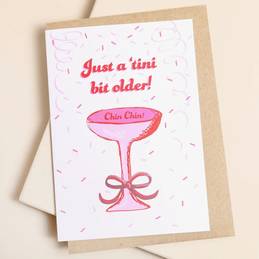 Funny Birthday Card – "Just a Tini Bit Older!" Cocktail Design – Perfect for Celebrating Friends ...
