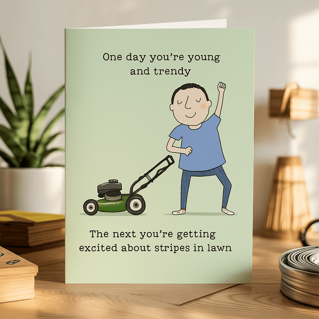 Funny Birthday Card for Men – “One Day You’re Young and Trendy” Lawn ...