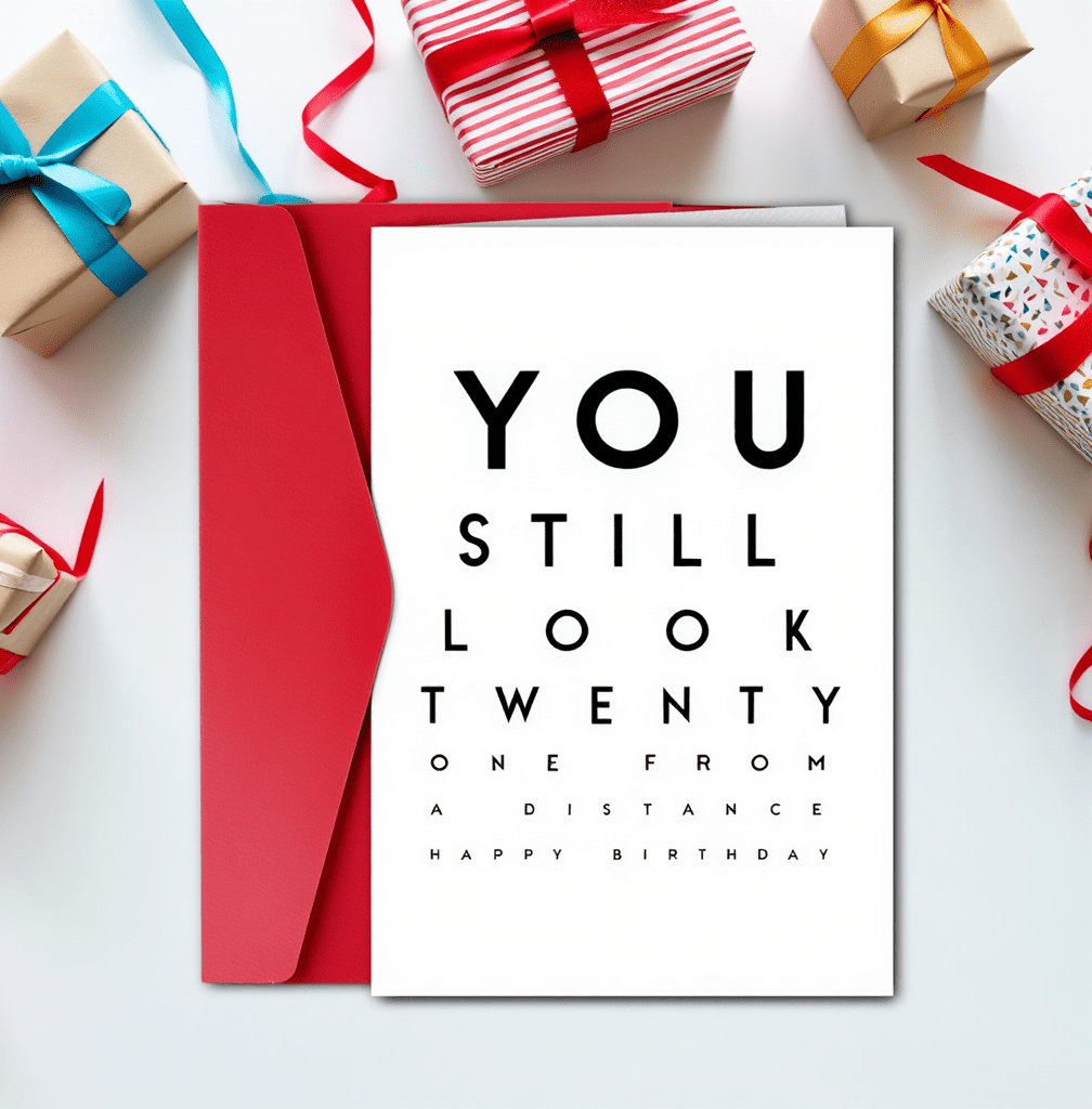 Funny Birthday Card – “You Still Look Twenty” Optical Illusion Design ...