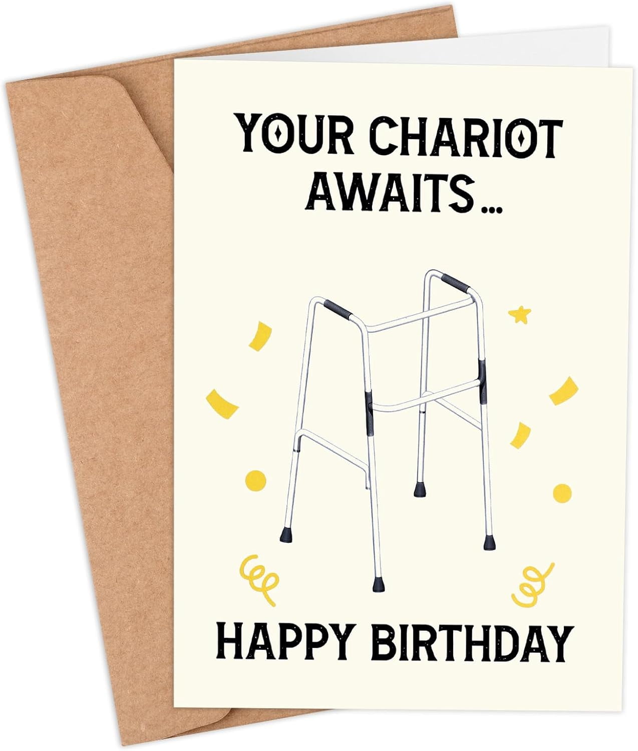 Funny Birthday Card - "Your Chariot Awaits" Walker Design - Perfect for ...