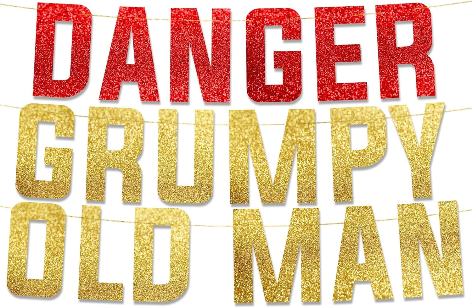 Funny Birthday Gold Glitter Banner – Happy Mens Birthday Party Supplies ...