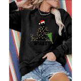 Funny Black Cat Pushing Christmas Tree Over Holiday Fun Sweatshirt, for ...