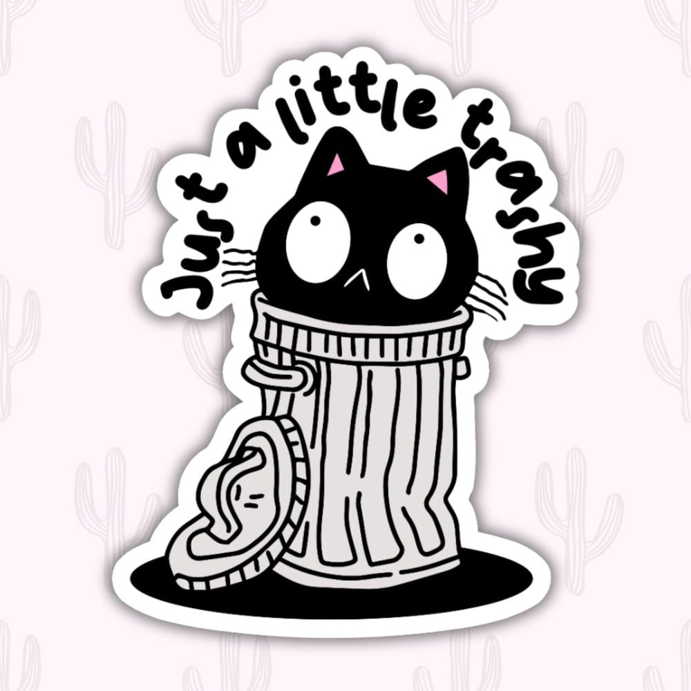 Funny Black Cat Sticker, Trash Animal Sticker, Dumpster Fire Sticker ...