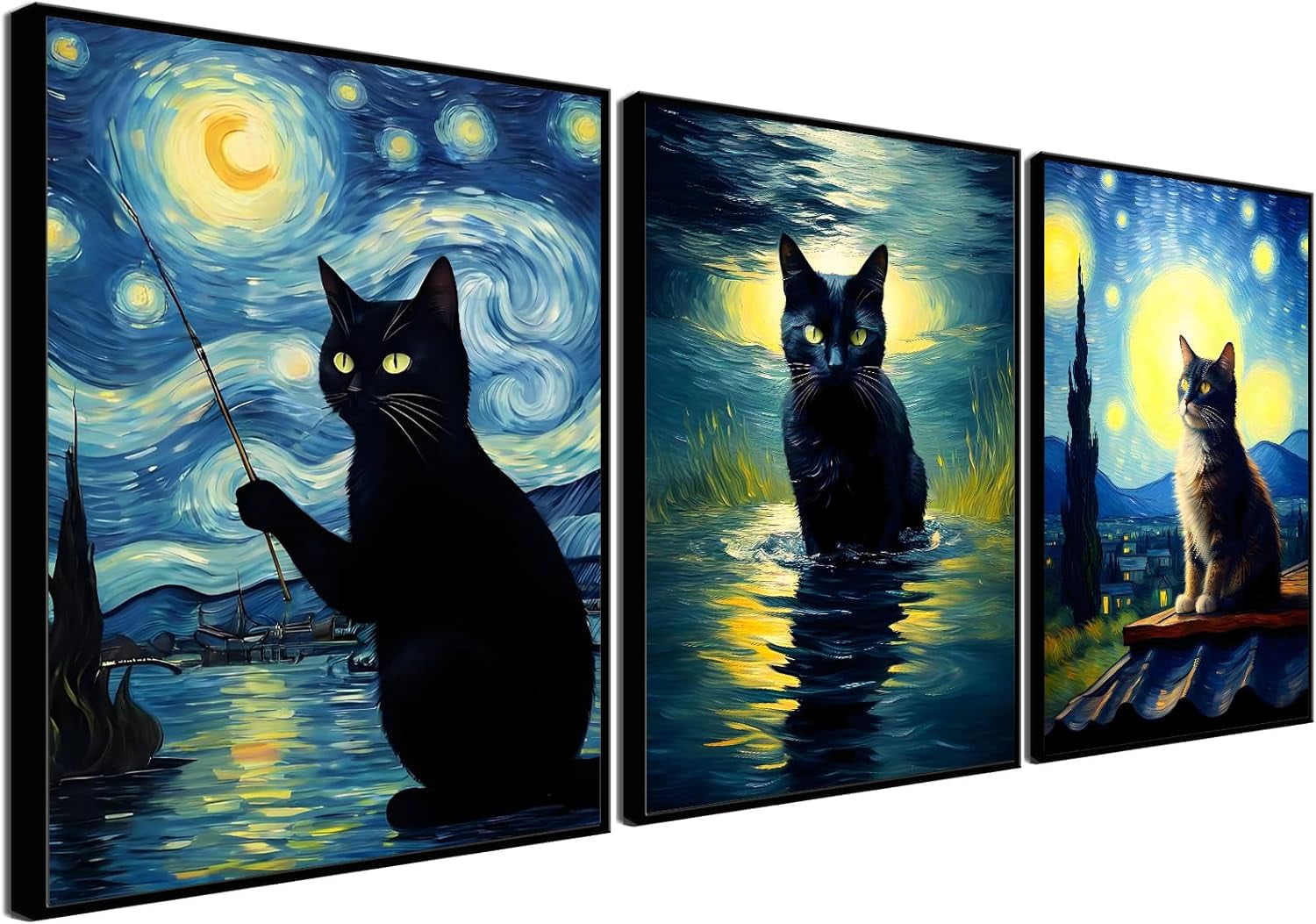 Funny Black Cat Wall Art Cats in Famous Paintings Posters Prints ...