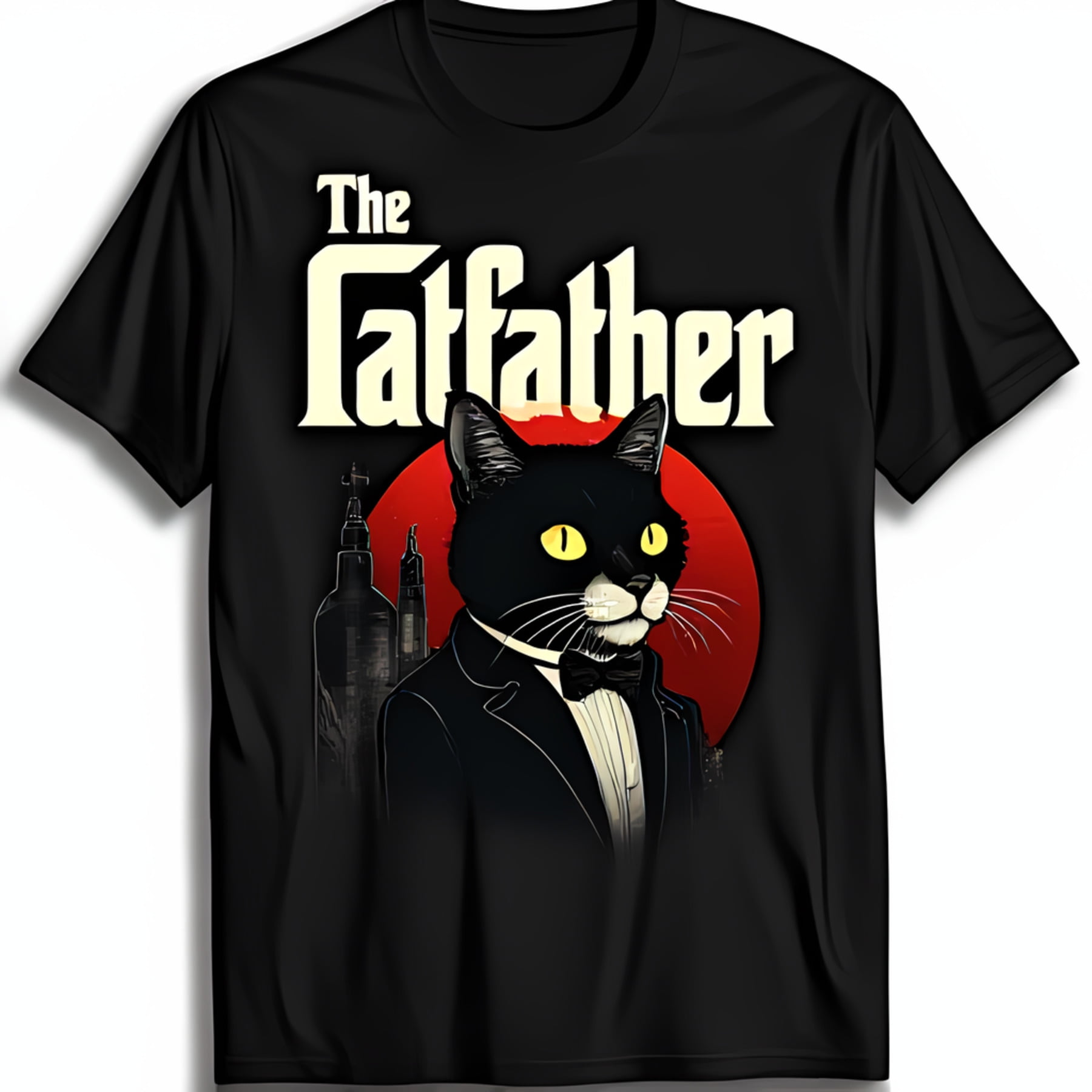 Funny Black Cat in T-Shirt 'The Catfather' Mobster Design for Cat ...