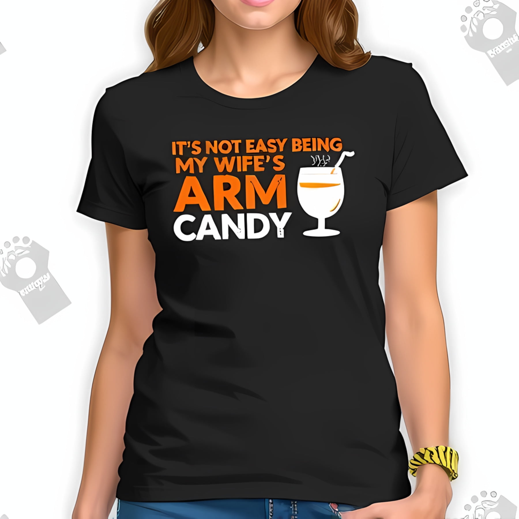 Funny Black Cotton Short Sleeve T-Shirt - " It's Not Easy Being My Wife ...