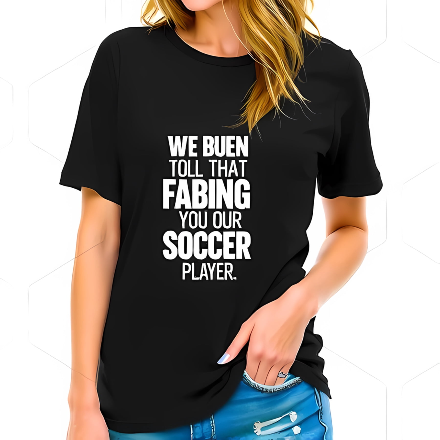 Funny Black Cotton Short Sleeve T-Shirt with Humorous Soccer Message ...