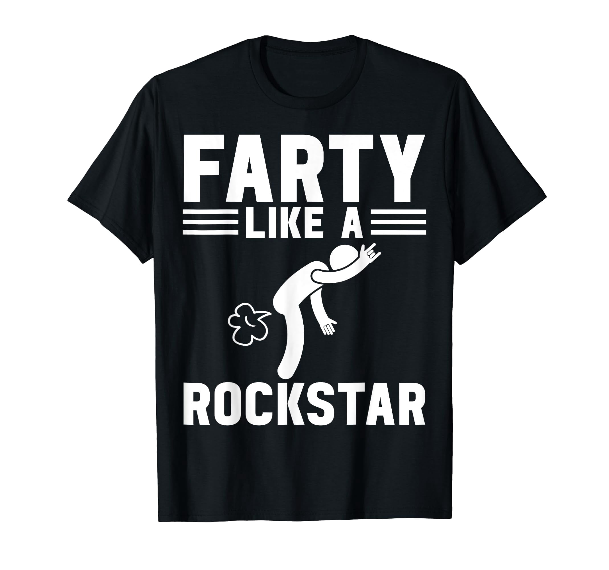 Funny Black Farting T-Shirt with 'FARTY LIKE A ROCKSTAR' Graphic for ...
