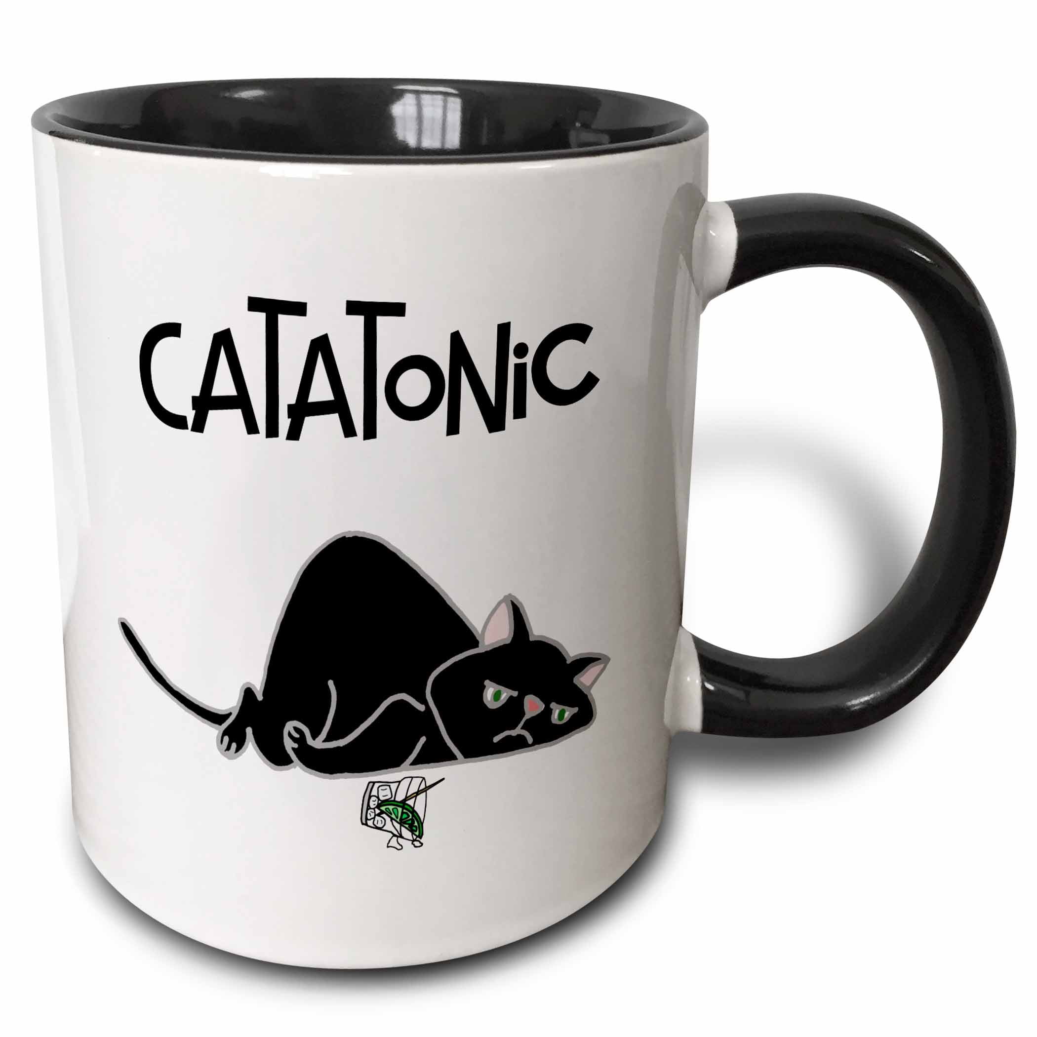 3drose, Funny Black Kitty Cat with Spilled Gin Tonic Catatonic Cat ...